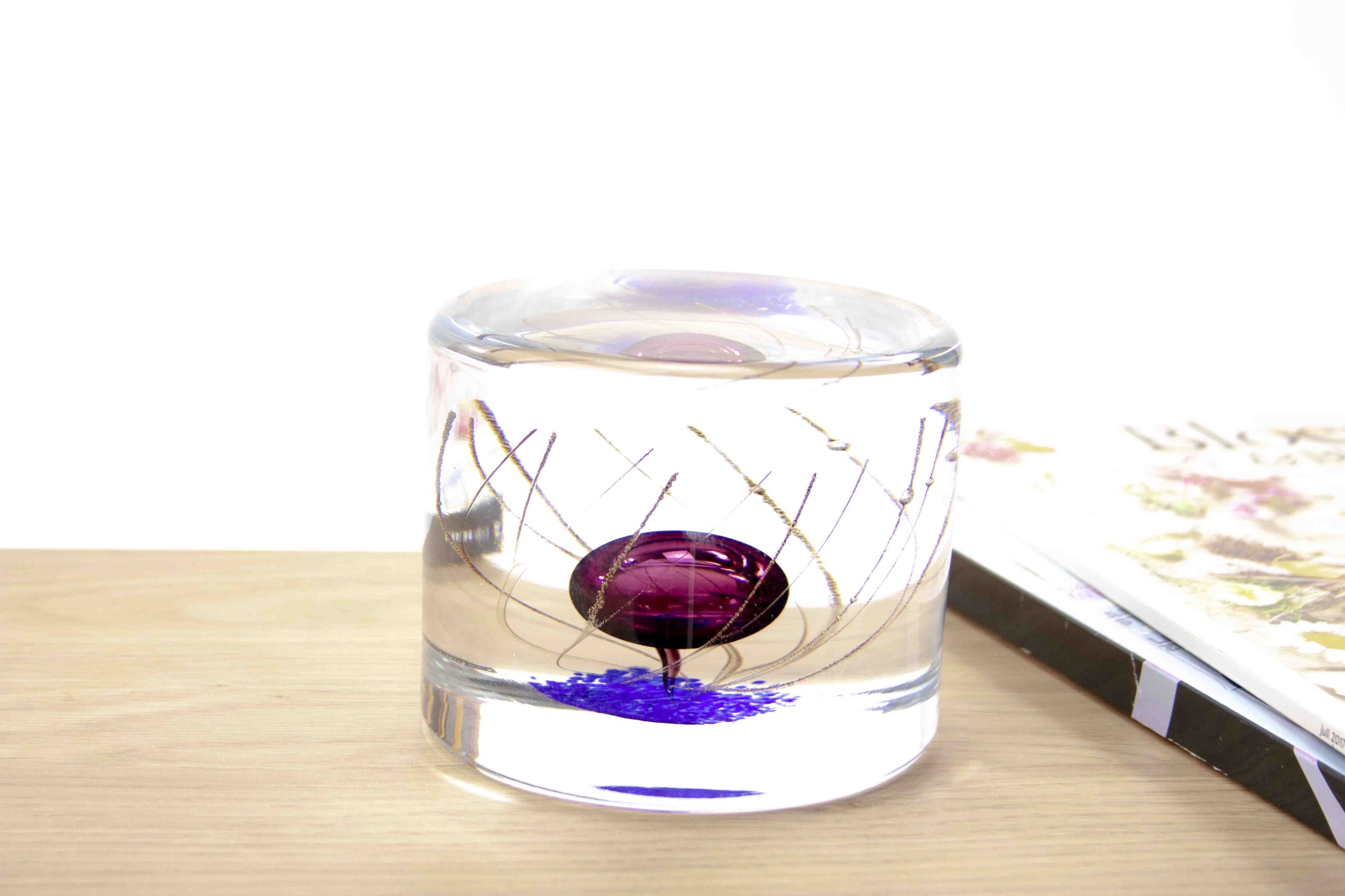 Kristallen object violet - 12 cm, gesigneerd - City of Glass