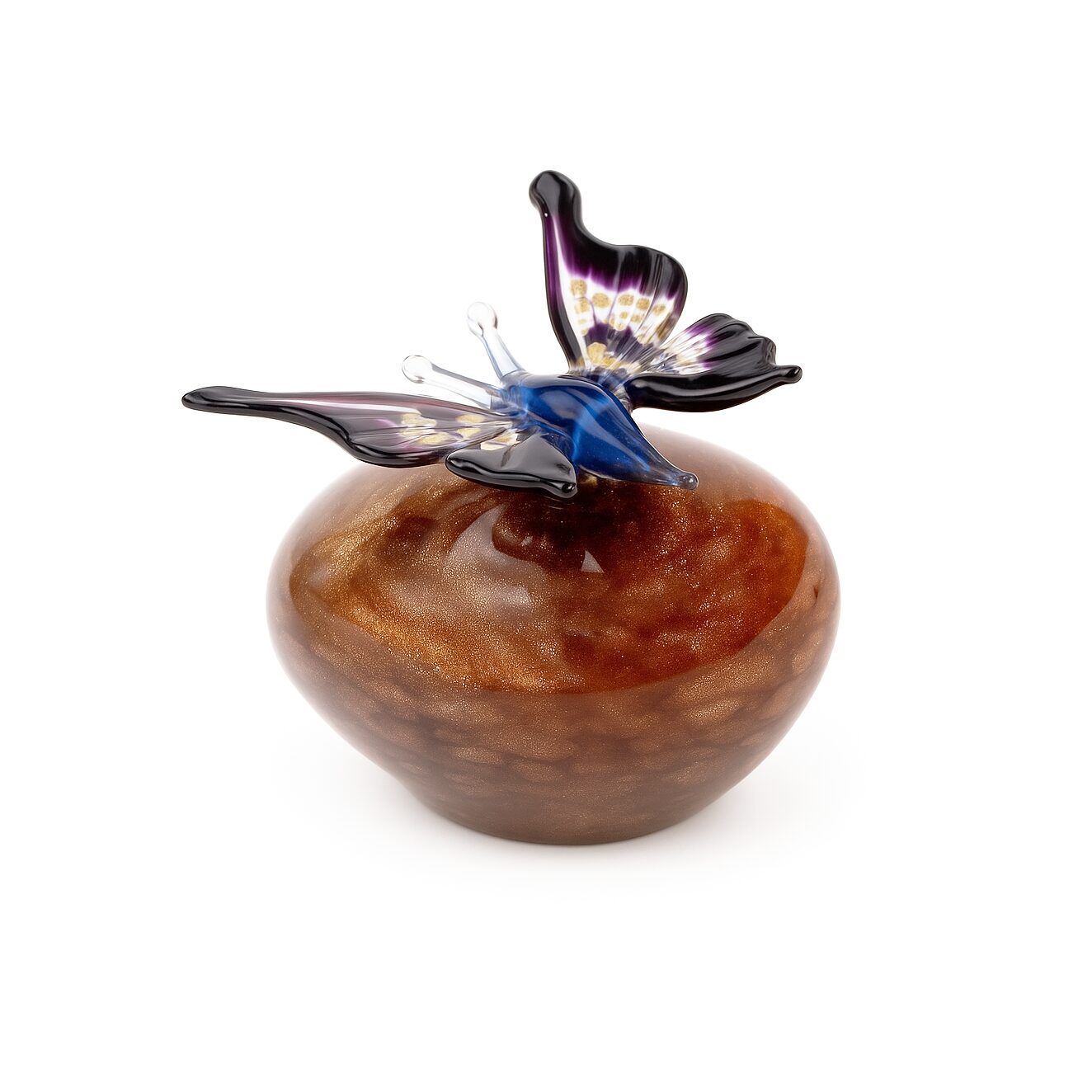Mini Urn Vlinder Blauw | Gouden Steen | Urn voor Thuis - City of Glass