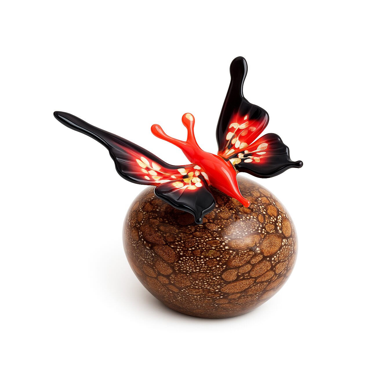 Mini Urn Vlinder Rood | Gouden Steen | Luxe Urn - City of Glass