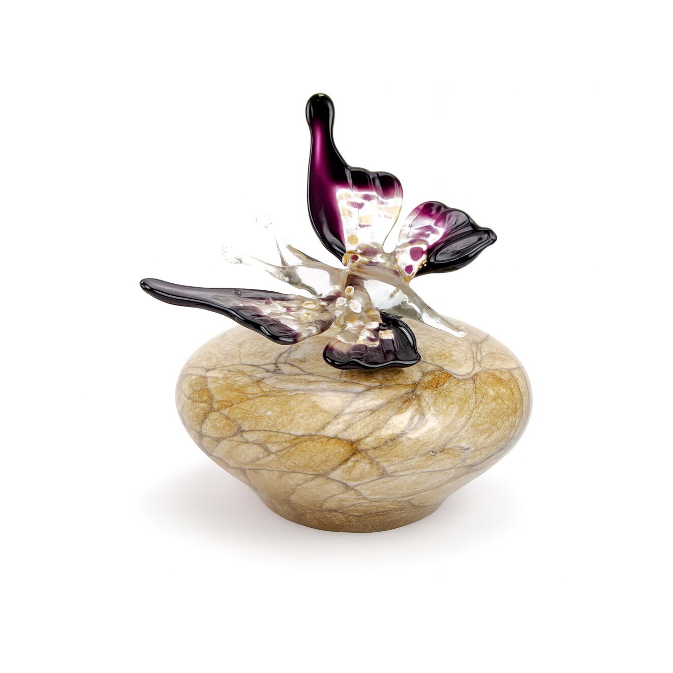 Mini urn Transparante Vlinder | Licht Bruine Steen - City of Glass